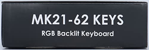 UK Layout 60% True Mechanical Gaming Keyboard Type C Wired 61 Keys LED Backlit USB Waterproof Keyboard 14 Chroma RGB Backlight Full Anti-ghosting Keys for Computer/PC/Laptop/MAC (White/Blue Switch)