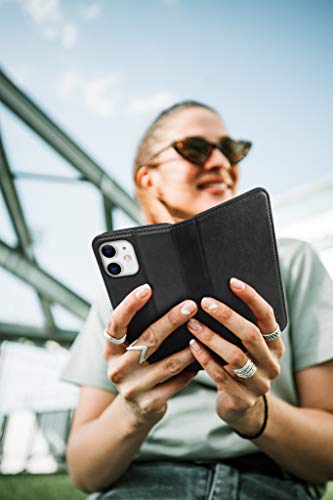 TUCCH Wallet Case for iPhone 12 Pro/iPhone 12 5G, Premium PU Leather Flip Folio Cover with Card Slot, Stand Book Design [Shockproof TPU Interior Case] Compatible with iPhone 12/12 Pro 6.1-inch, Black
