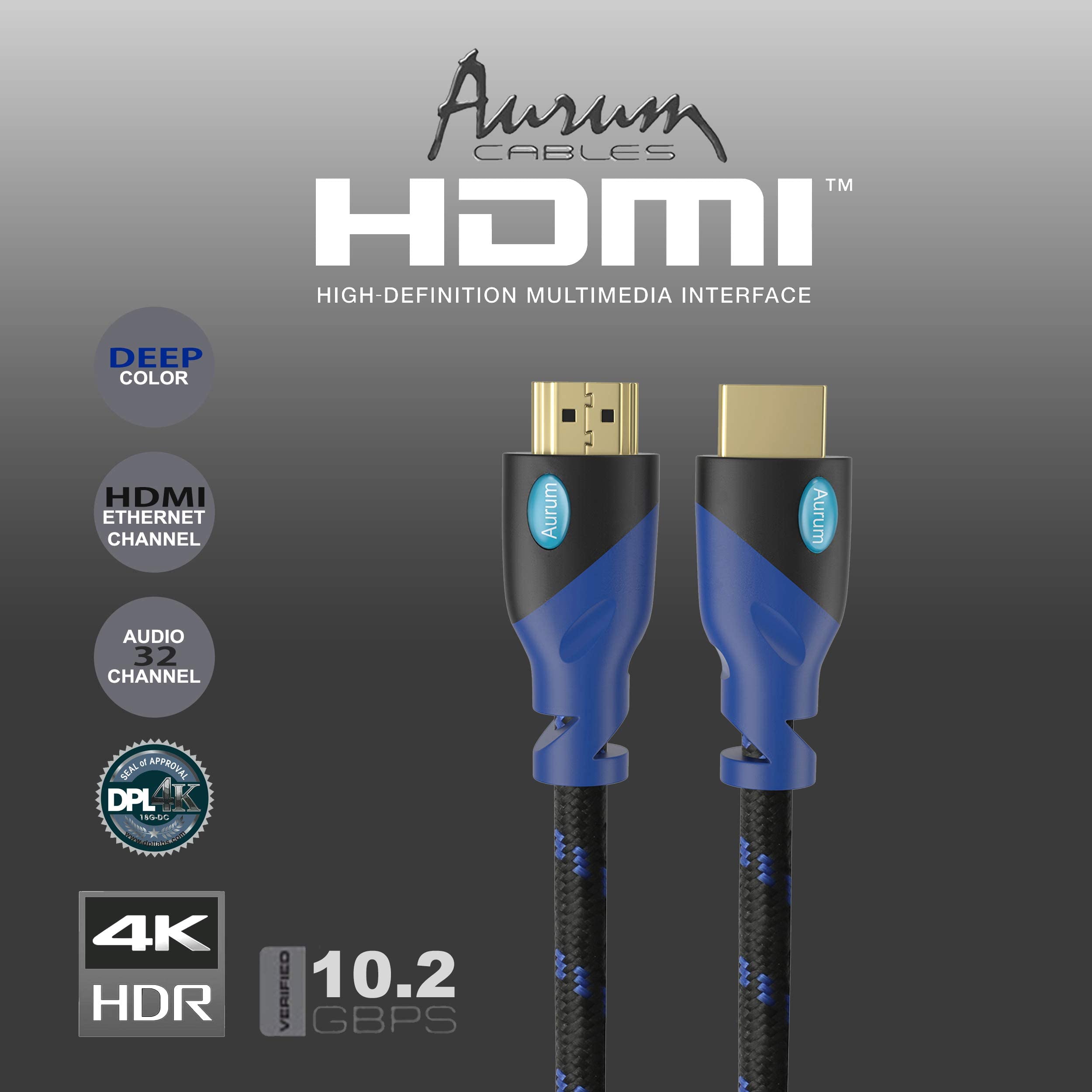 Aurum Ultra Series High Speed HDMI Cable with Ethernet - Braided 40 Ft HDMI Cable Extender Supports 3D and Audio Return Channel up to 4K Resolution - Compatible with TV, PC, Laptops, PS3-5 Pack