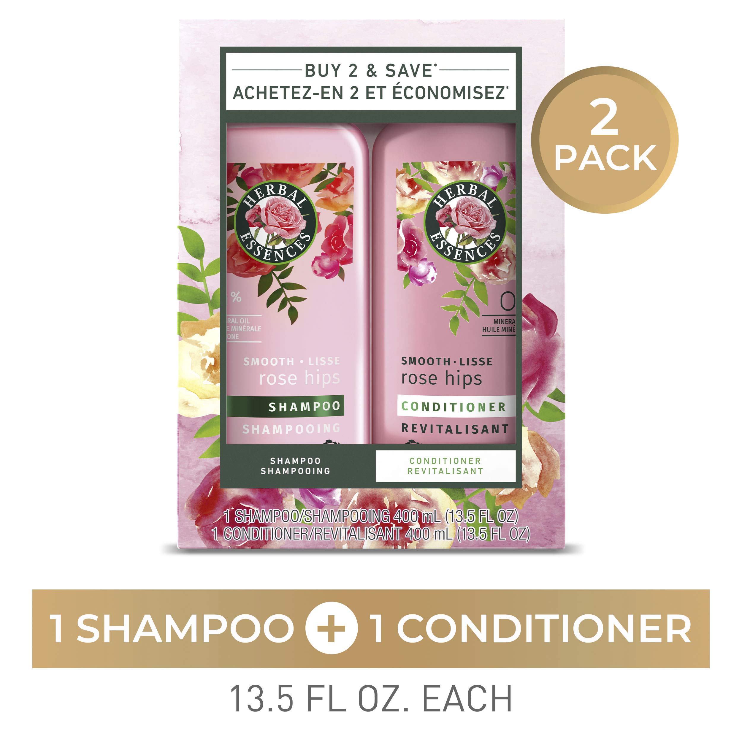 Herbal Essences Smooth Shampoo & Conditioner, (2) 13.5 Fl Oz Bottles, 1.82 Fl Oz