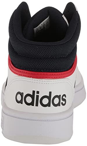 adidas Adult Hoops 3.0 Mid White/Legend Ink/Vivid Red 8