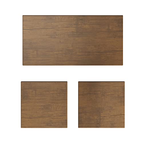 Lavish Home Set of 3 Living Room Tables - Metal Basket Storage with Removable Lids - 2 Small Side and 1 Large Accent Table (Brown/Black)