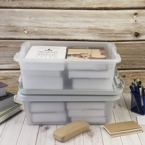 Inhouse 2 Packs Plastic Storage Box with Lids, 14 Quart Latching Bin