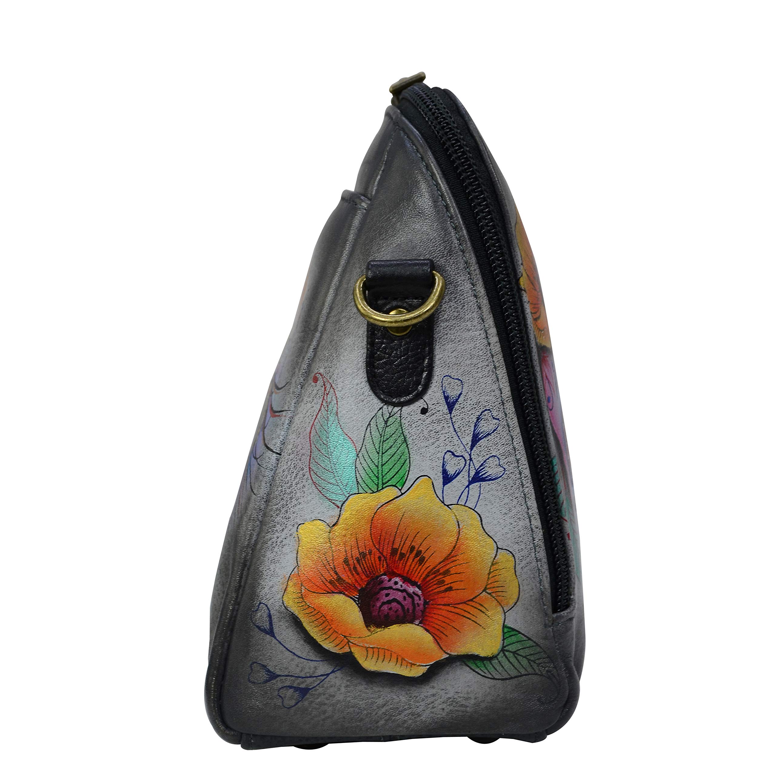 Anuschka Women’s Genuine Leather Zip Around Travel Organizer - Hand Painted Exterior - Calaveras de Azúcar