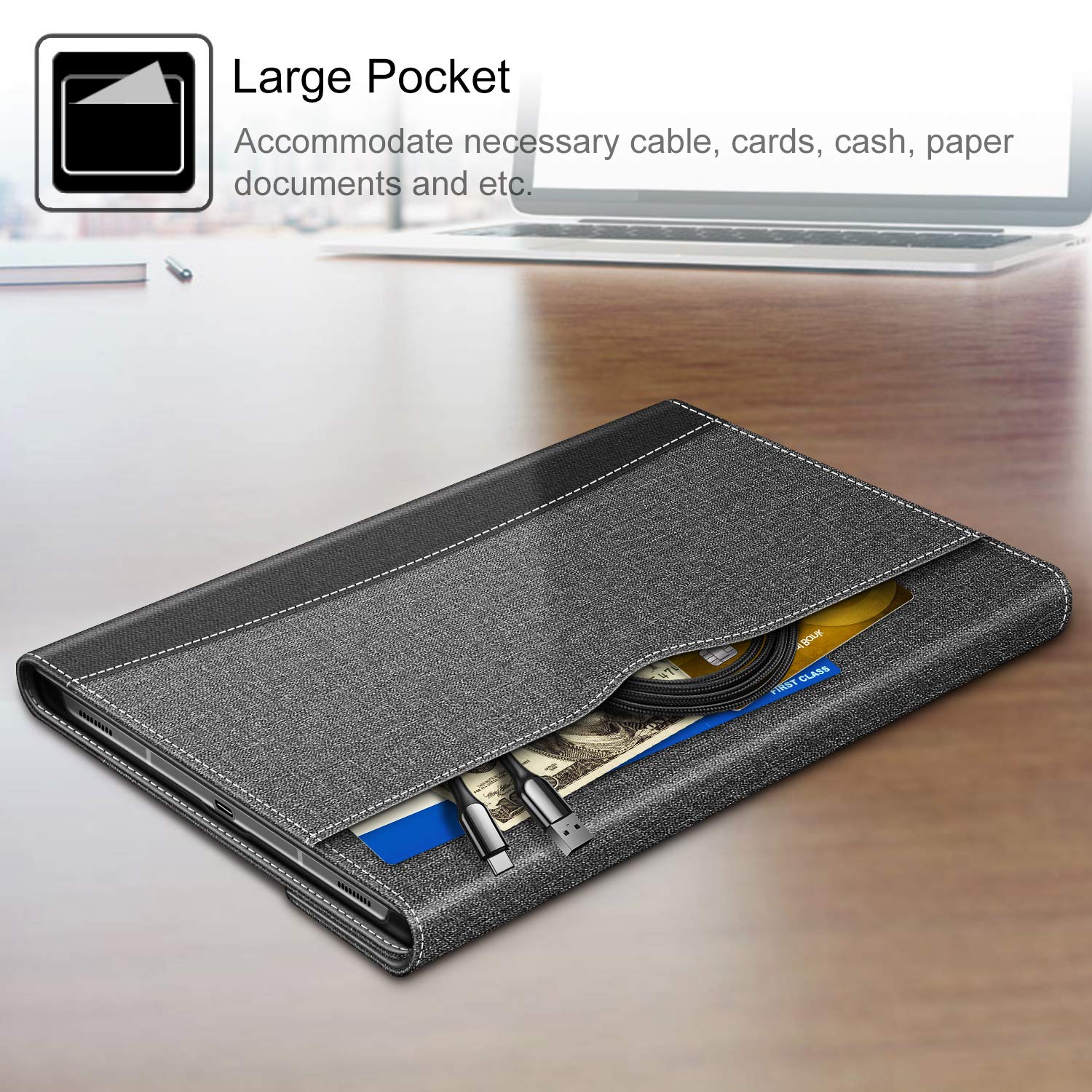 Fintie Case for Samsung Galaxy Tab S6 10.5" 2019 (Model SM-T860/T865/T867), [Supports S Pen Wireless Charging] Multiple Angle Portfolio Business Cover with Pocket Auto Sleep/Wake, Gray