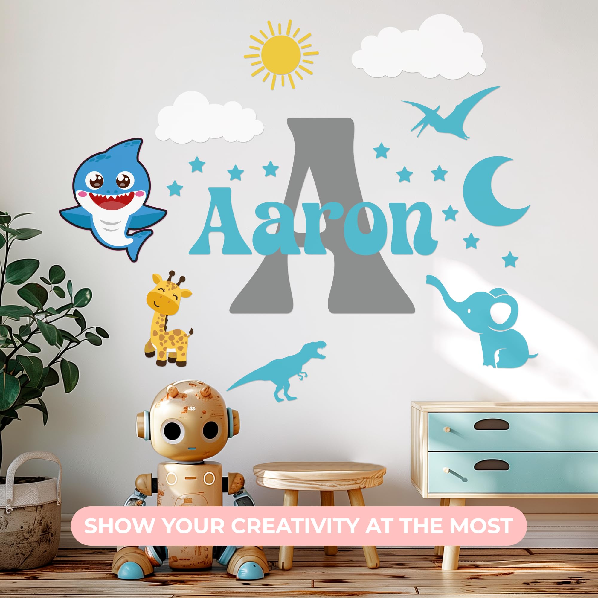 Multiple Font Personalized Name & Initial Vinyl Wall Decor I Nursery Wall Decal for Boy & Girl Decoration I Stickers Aesthetic I Multiple Options for Customization