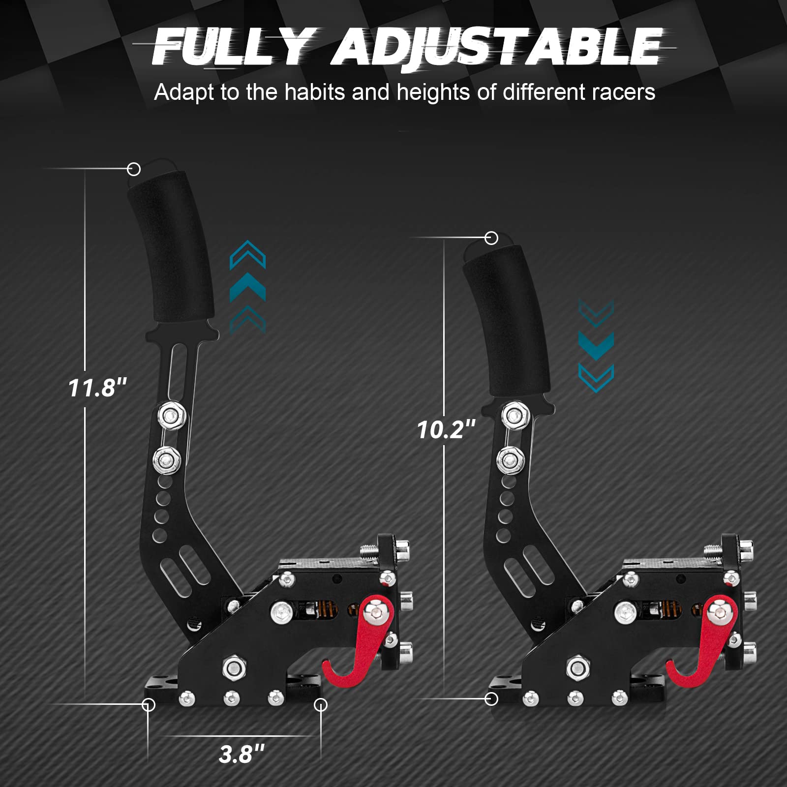 aikeec 64Bit PC USB Handbrake, Upgrade SIM Racing Games Handbrake for LO GITECH G25 G27 G29 T500 T300 THRUST MASTER FANATECOSW DIRT RALLY, 2M Nylon Cable/Reinforced Spring/Black+Clamp
