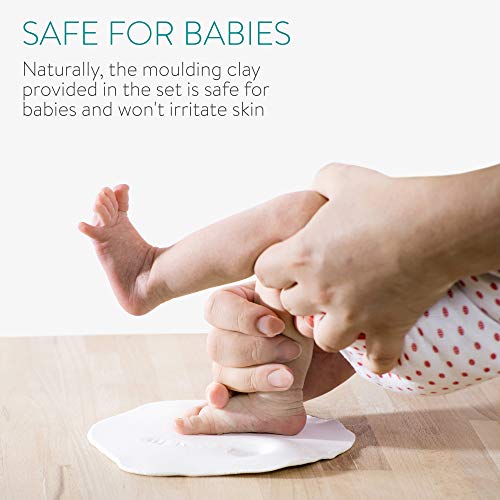 Navaris Baby Handprint and Footprint Kit - Keepsake Set with Frame and Clay for Casting Babies Hand and Foot Prints - Ideal for Newborn Boys and Girls