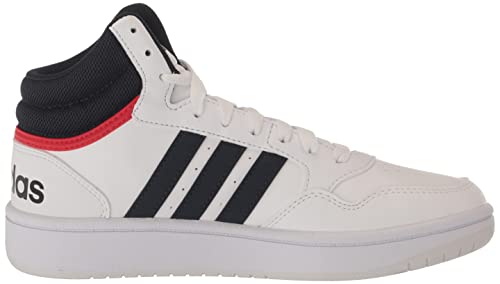 adidas Adult Hoops 3.0 Mid White/Legend Ink/Vivid Red 8