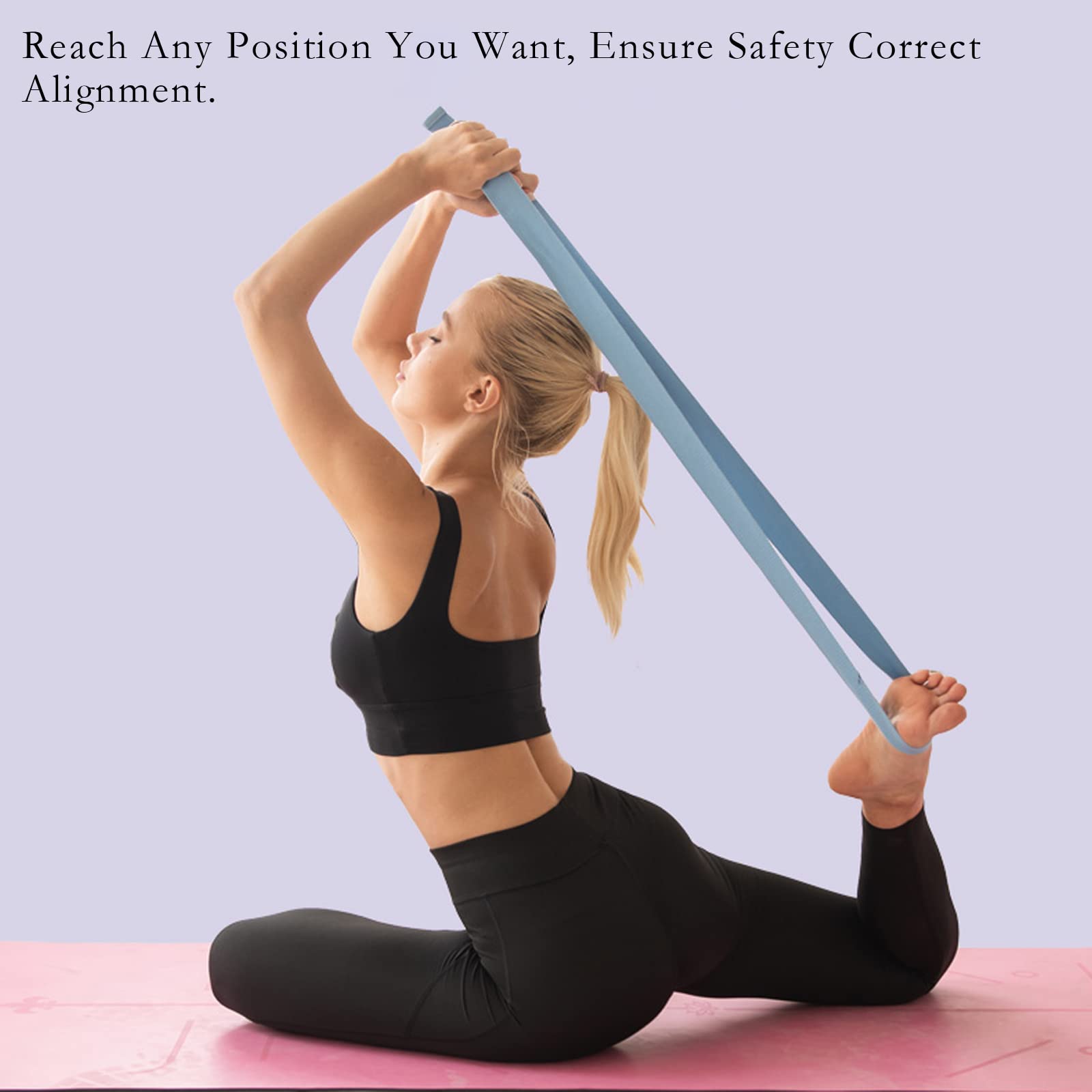 2 Pack Yoga Strap (6ft) Stretch Band with Adjustable Metal D Ring Buckle Loop | Exercise & Fitness Stretching for Yoga, Pilates, Physical Therapy, Dance, Gym Workouts