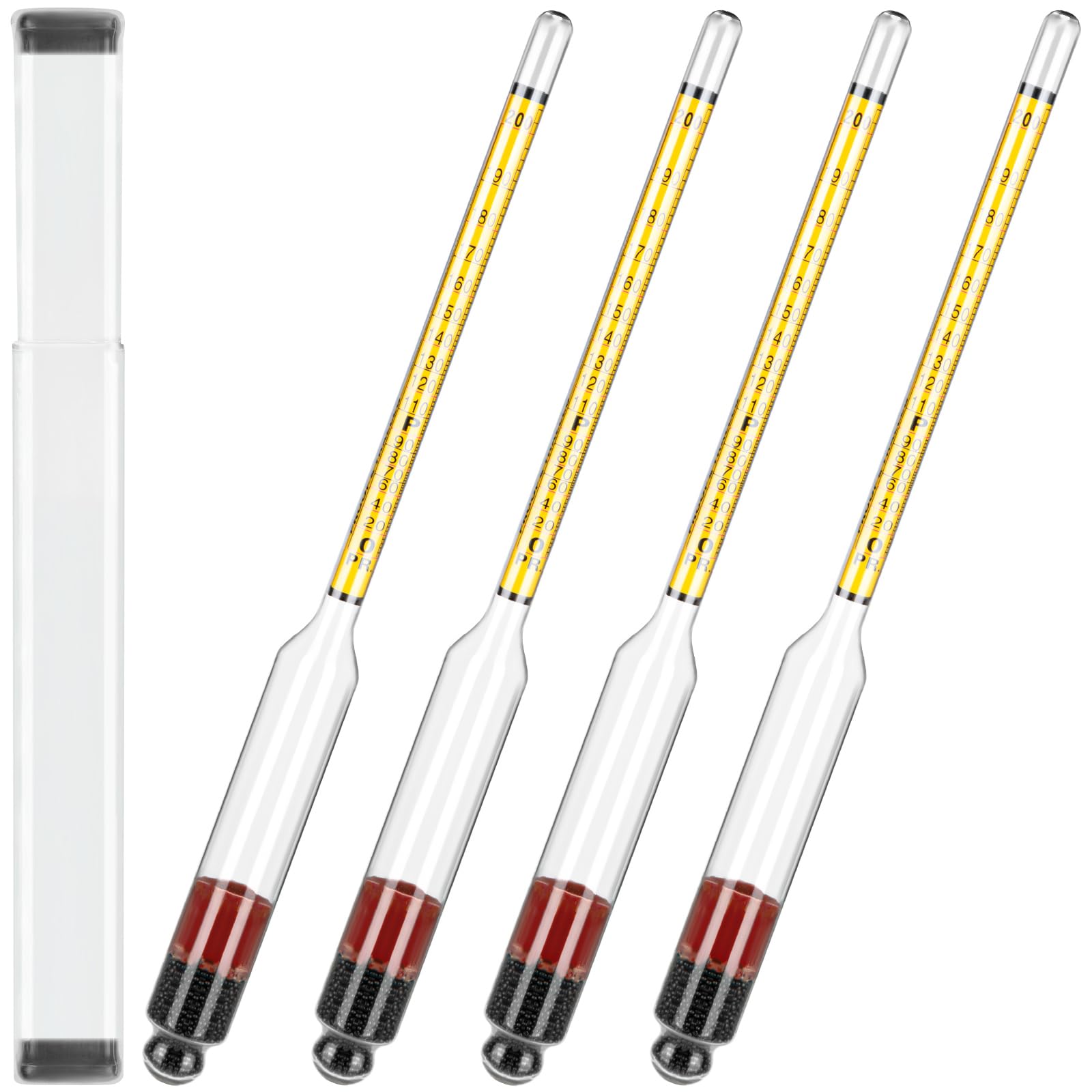 4Pcs Alcohol Hydrometer, Alcohol Meter for Distilling Alcohol 0-200 Proof & 0-100 Tralle, Alcohol Proof Tester for Beer Wine Cider Mead Making