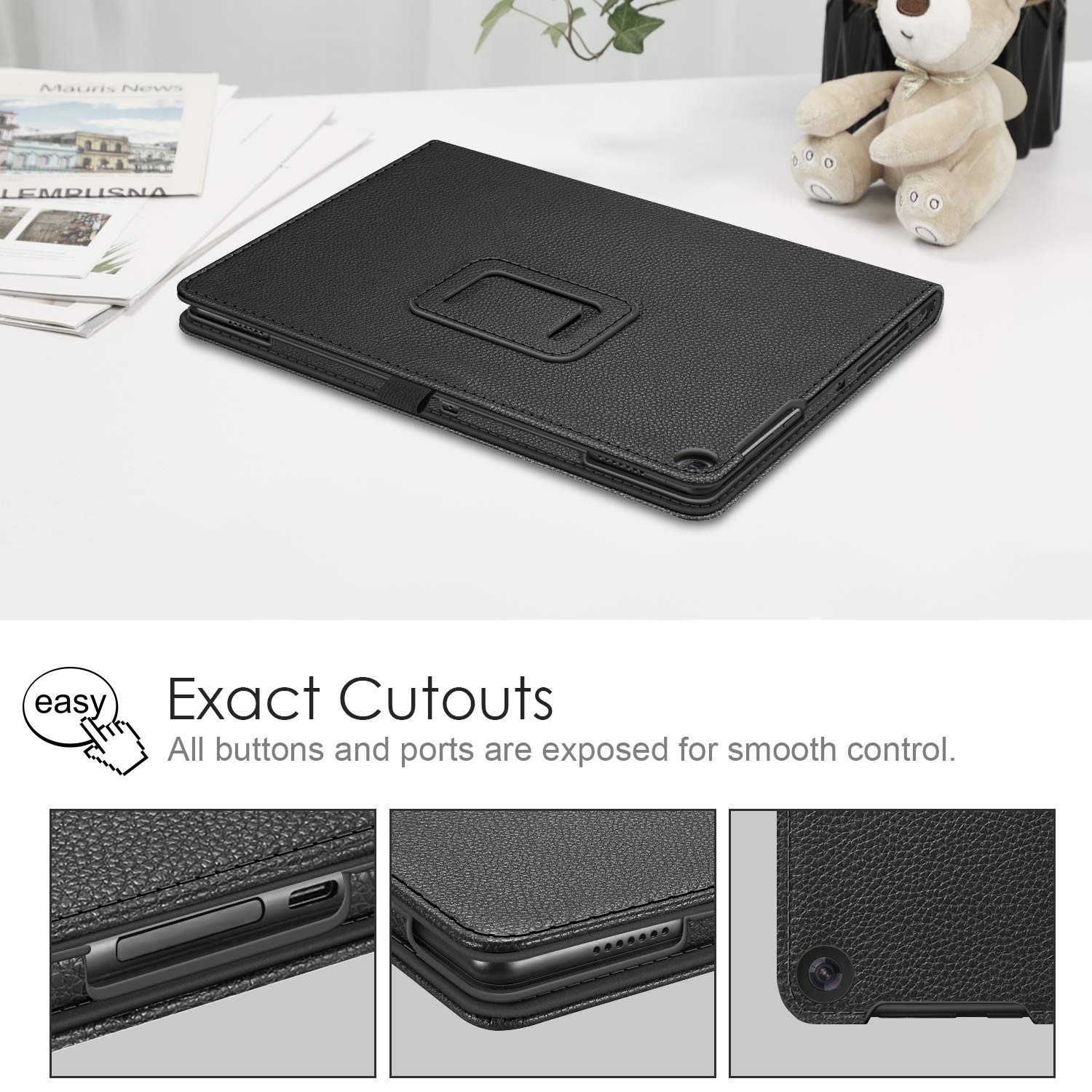 Fintie Case for Onn. 10.1" Tablet Pro (Model: 100003562), Premium Vegan Leather Folio Protective Stand Cover with Pencil Holder for Onn 10.1 inch Pro Tablet - Black