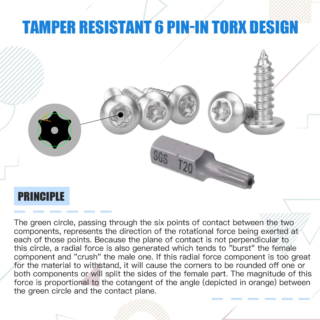 Glarks 51Pcs #8 x 1/2'' Button Head Torx Security Sheet Metal Screws Stainless Steel Tamper Resistant Screws Set with T20 Bit (50pcs #8 x 1/2'')