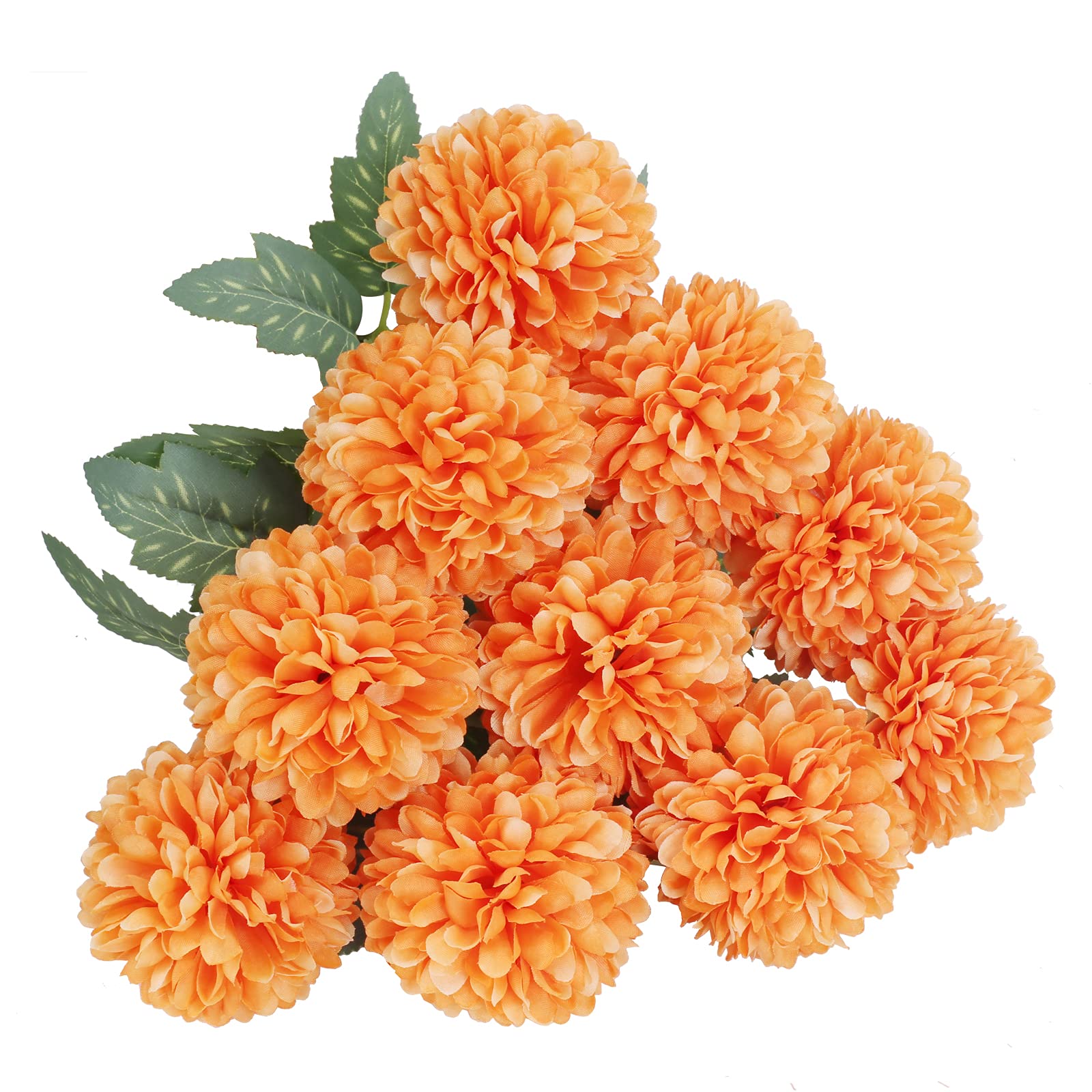 AILANDA Artificial Flowers Chrysanthemum Ball 8PCS Milk White Silk Artificial Hydrangea Bridesmaid Bouquets for Wedding Greenery Centerpieces Home Garden Party Decoration