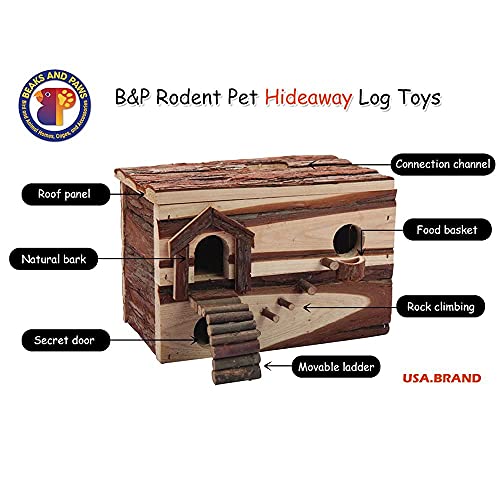 Beaks And Paws B&P Wooden Hamster House Hideout, Hamster Toys for Gerbils, Guinea Pigs, Dwarf Hamster, Small Animal,with Ladders Bridge