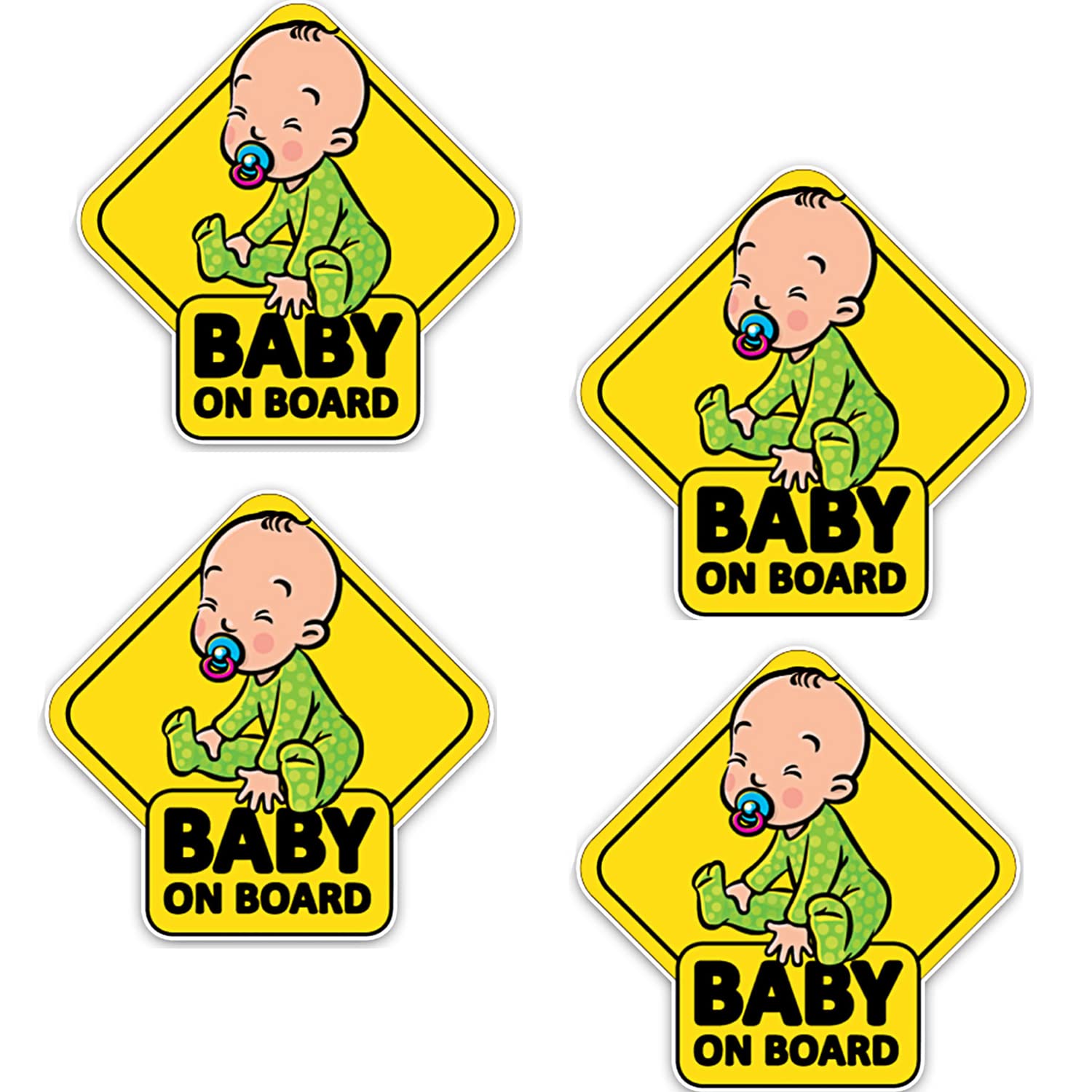 4 Pack Baby On The Car Sign Stickers,PET Material Stickers,Easy to Apply and Remove Handicap Stickers 5.5inchX5.5inch