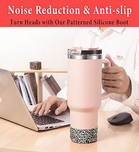 2Pcs Protective Silicone Boot For Stanley Quencher Tumbler 30 oz 40 oz & IceFlow 20oz 30oz & Hydro Flask Water Bottle 12-24oz & Simple Modern 40 oz Tumbler- Cup Bottom Sleeve - Stanley Cup Accessories