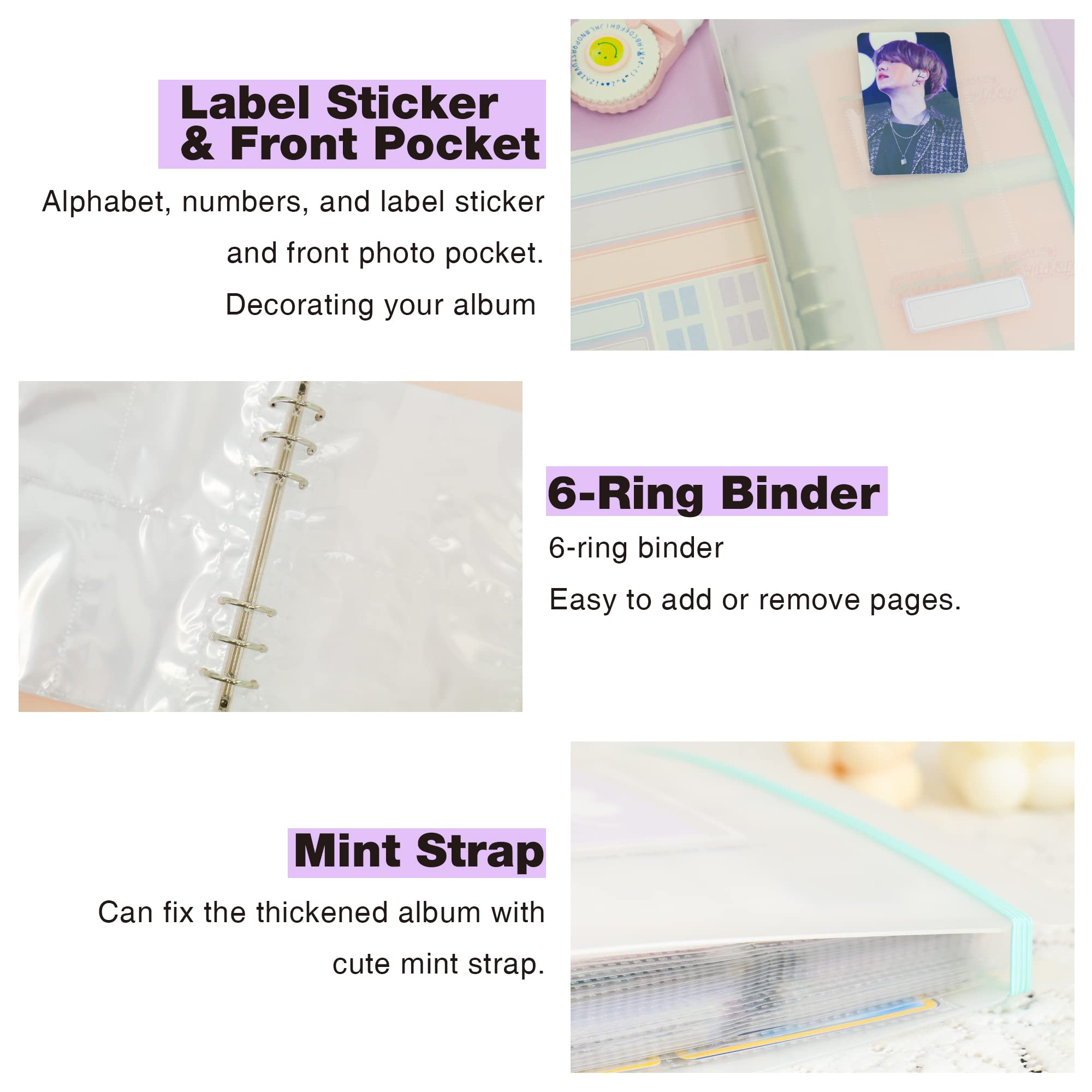 B FANCY K-pop Photocard Holder Book Simple 6ring Binder 200 Photo Pockets Collect Book