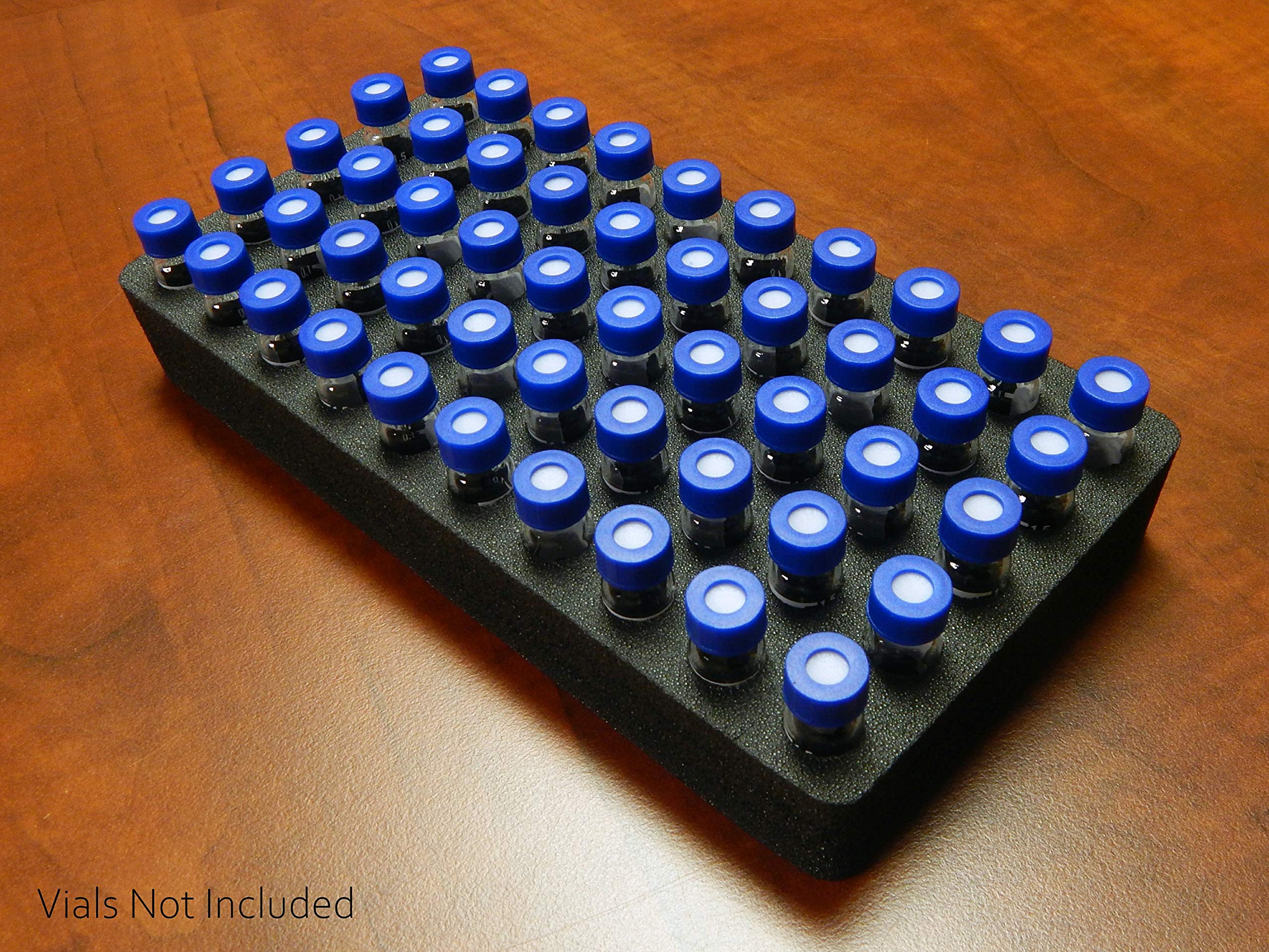 Polar Whale Centrifuge Vial Organizer Black Foam Storage Rack Stand Transport Holds 50 Vials Fits up to 12mm 2ml Diameter Tubes