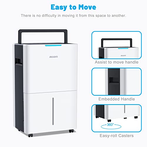 4,500 Sq. Ft Dehumidifier for Basements and Home, Aiusevo 50 Pint Dehumidifiers with Drain Hose Ideal for Large Room, Bedroom, Quietly Removes Moisture, 3 Modes Deshumidificador, Child Lock, 24H Timer