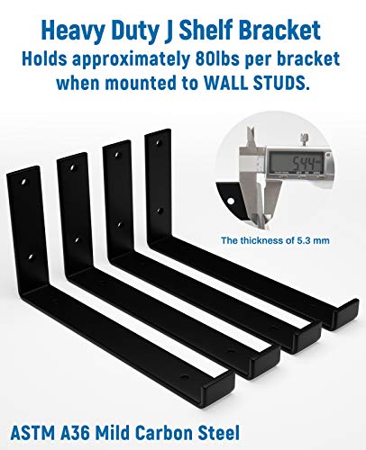 LEOPO 12 inch Shelf Bracket for DIY Floating Shelf, 1/5 inch Thick Heavy Duty Bracket, 6 Pack, 11.25” x 6” x 1.5”