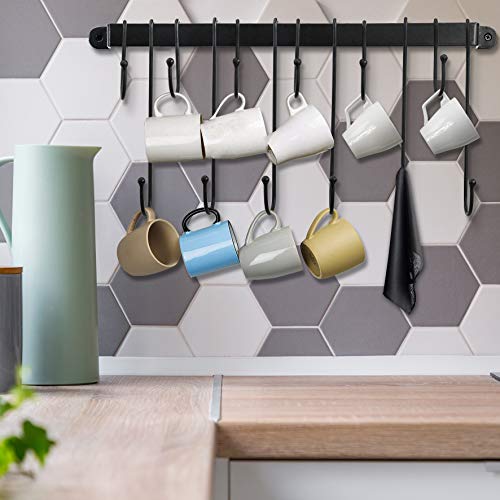 N/C Wall Mounted Coffee Mug Holder|Coffee Cup Rack with 12 Detachable Hanging Hooks for Kitchen Organizer and Storage, Mug and Cup Display Hanger