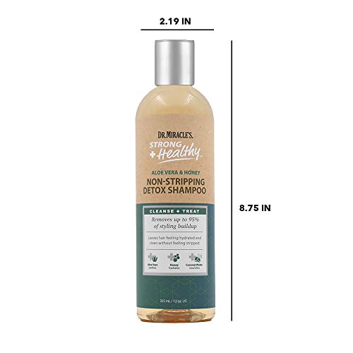 Dr. Miracle's Strong & Healthy Non Stripping Detox Shampoo (3 Pack). Contains Aloe Vera, Honey and Coconut Water.