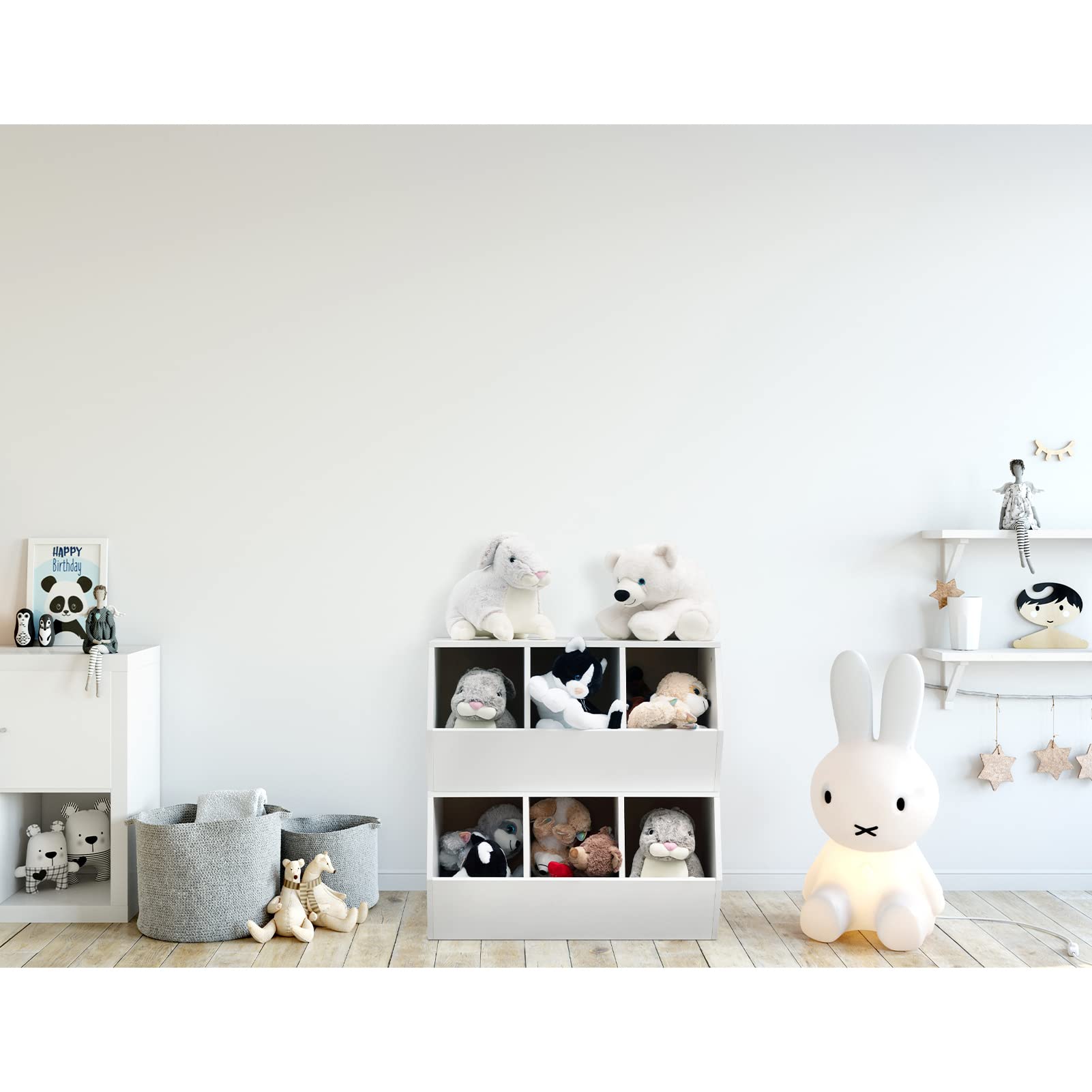 ALIMORDEN Stackable 3 Bin Cubby Unit Storage Cubby Toy Storage Cubby Multi-Bin Toy Organizing Cubby, Suitable for Children's Room, Playroom, Hallway, Laundry Room, White