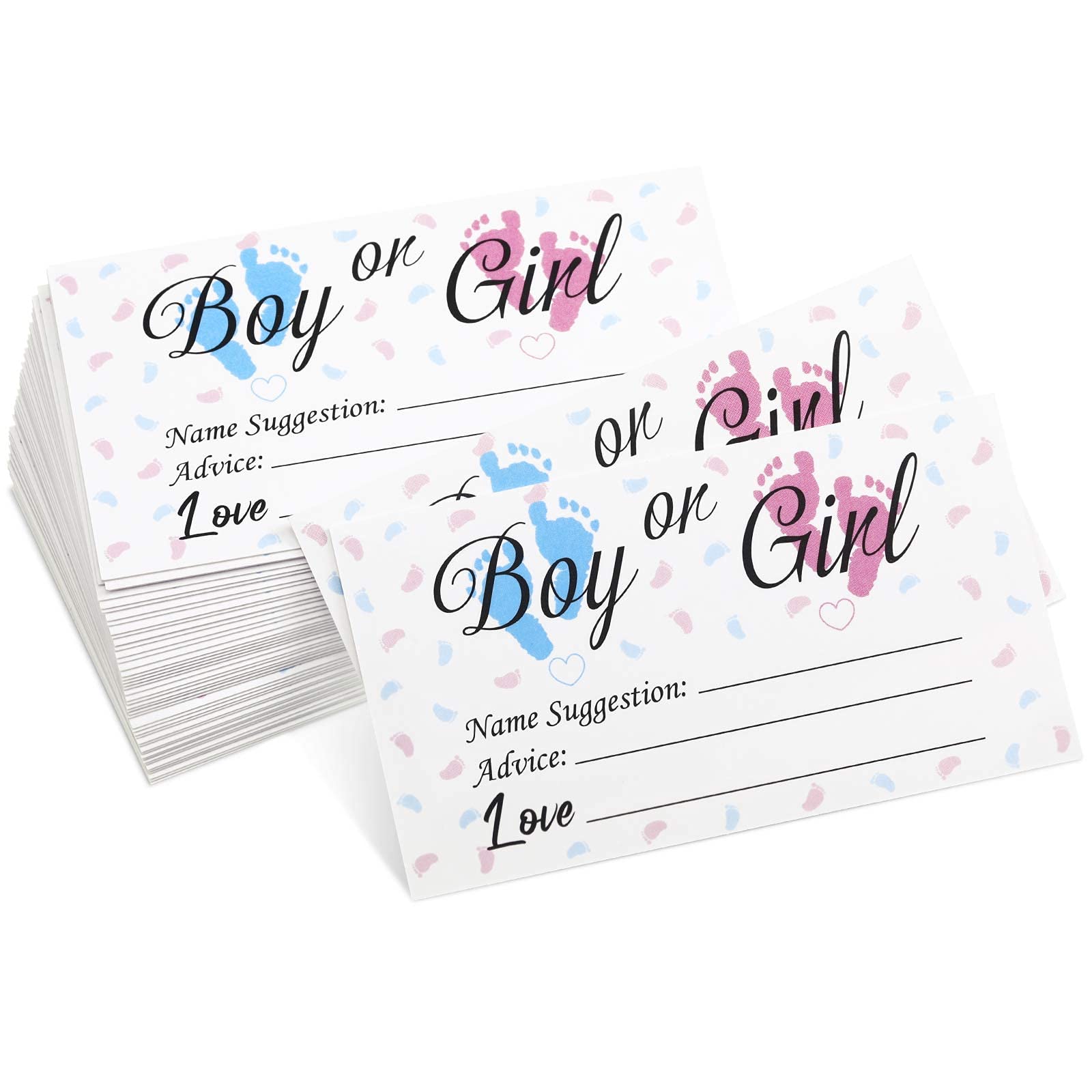 50 Pieces Gender Reveal Party Voting Cards, Boy or Girl Vote Gender Reveal Game Cards for Baby Shower Party Supplies, Blue and Pink, 3.5 x 2 Inches