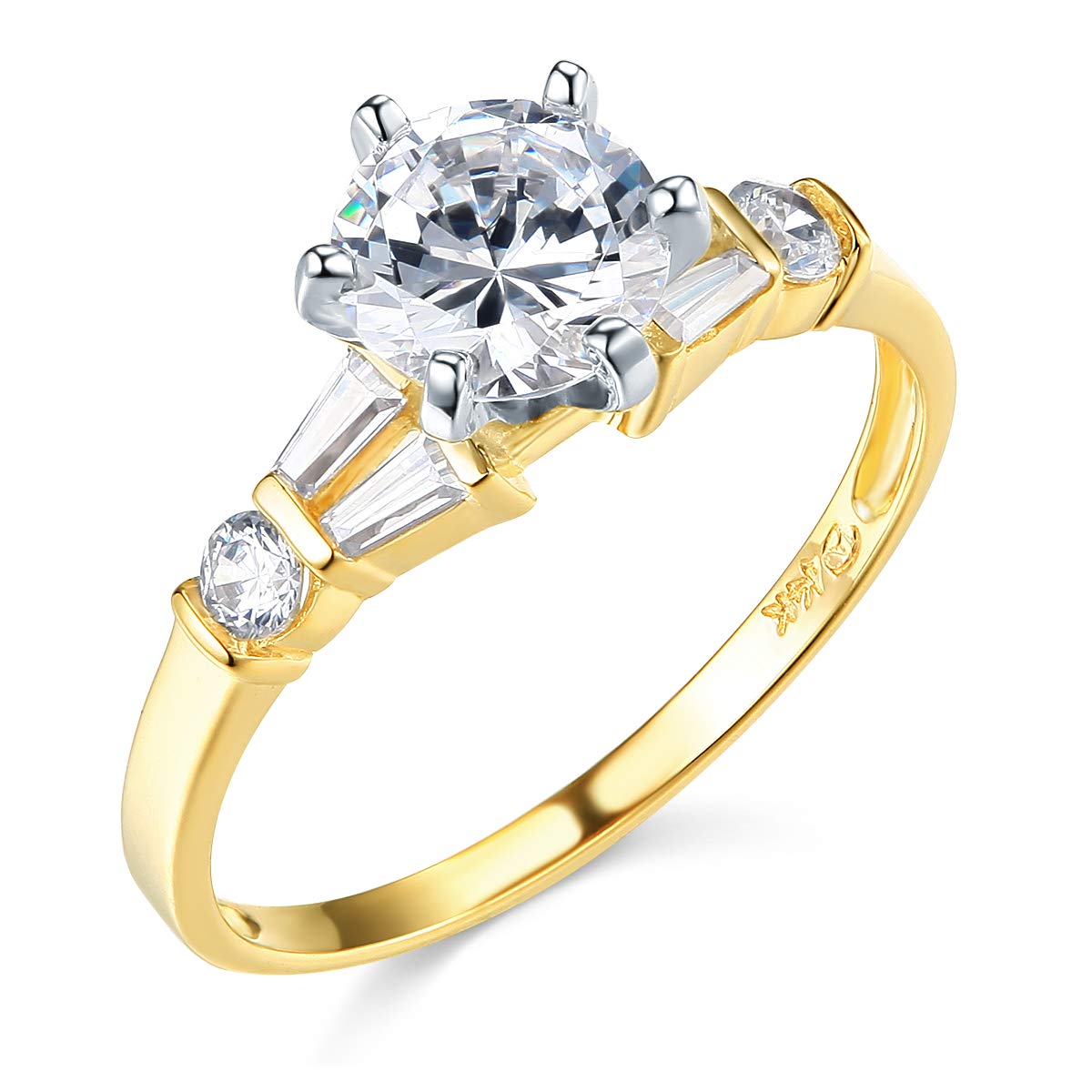 14k Yellow Gold SOLID Wedding Engagement Ring - Size 7