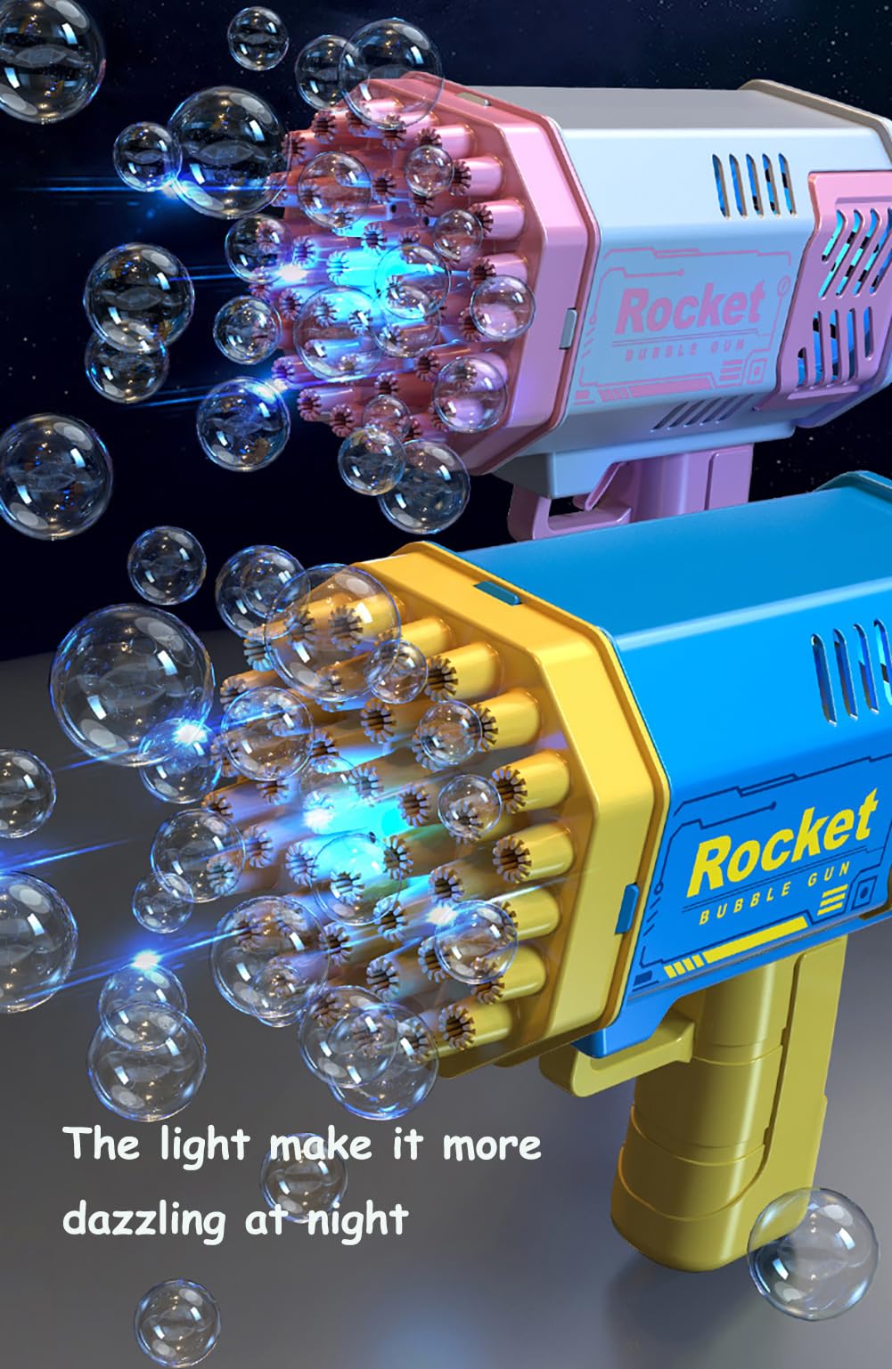 2 Packs Mini Bubble Gun for Kids Toddlers Automatic 40 Holes Bubble Blaster Gun Machine with Bubble Solution