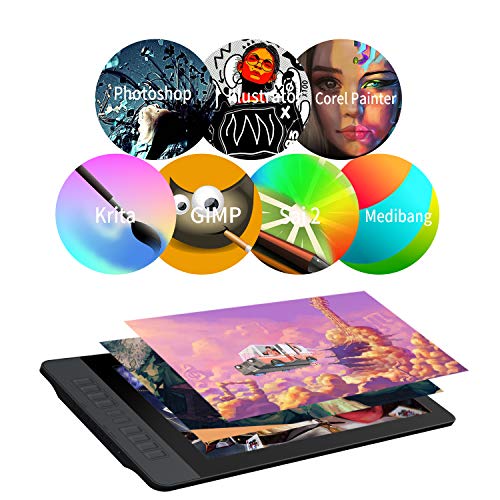 Drawing Tablet with Screen GAOMON PD1561 15.6 Inches Full HD IPS Drawing Monitor with 8192 Levels Tilt Support Battery-Free Pen and 10 Shortcut Keys Pen Tablet for Mac, Windows PC