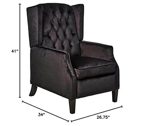 Christopher Knight Home Diana Wingback Recliner, Black + Dark Brown