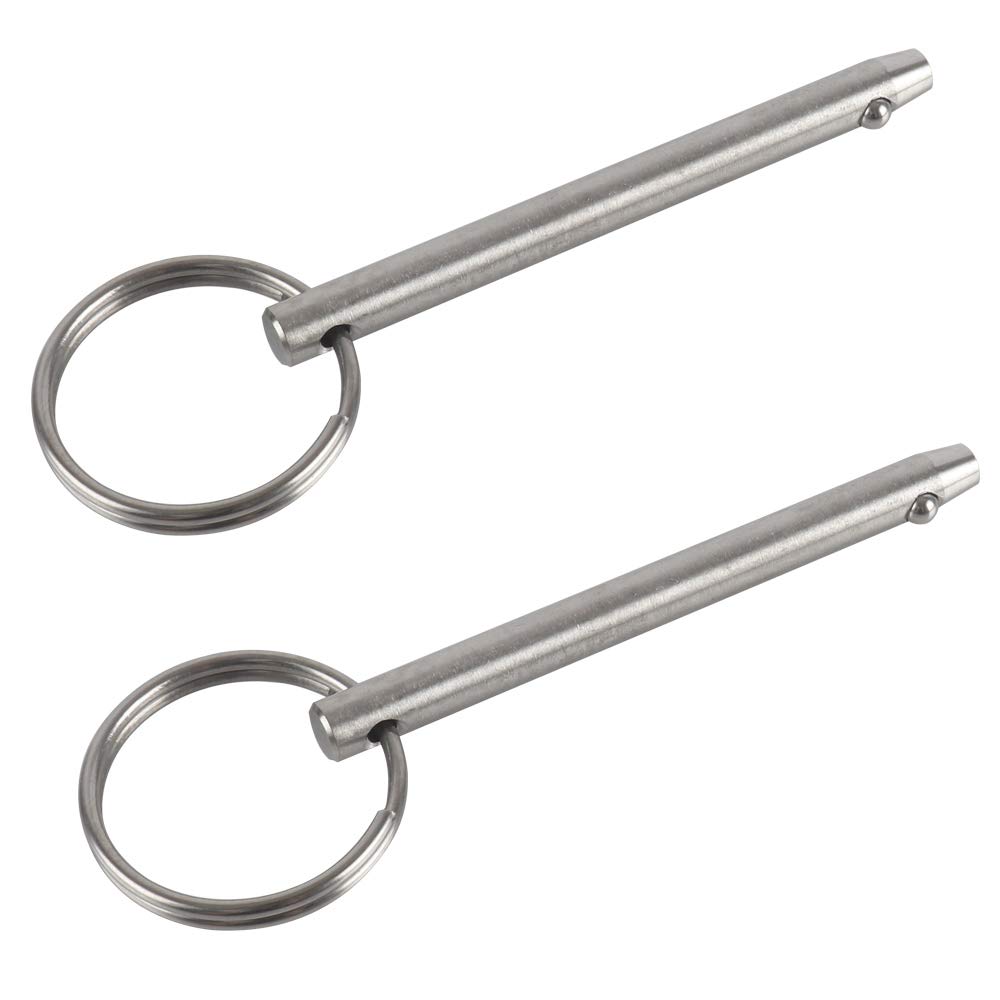 2 Pack Quick Release Pin, Diameter 1/4"(6.3mm), Total Length 3"(76mm), Effective Length 2.4"(61mm), Full 316 Stainless Steel, Bimini Top Pin, Marine Hardware