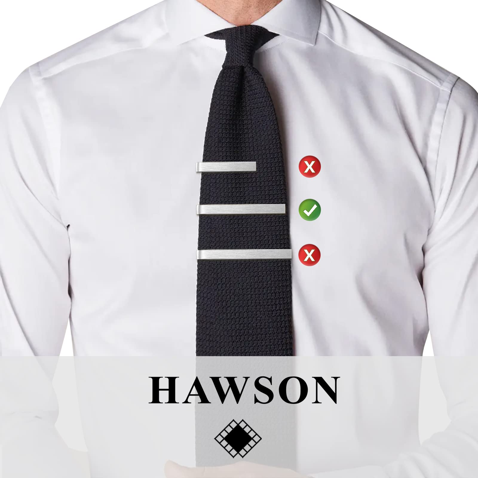2.5 Inch Tie Clips for Men's tie (3''-3.25'') in Gift Box, tie bar & pins set for larger width necktie in black red white blue color, Suitable for Wedding Anniversary Valentine's Day Christmas Party