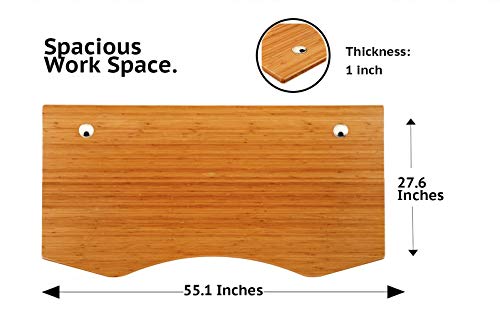 UNICOO Bamboo 55.1 x 27.6 inches Universal Table Top for Standard and Sit to Stand Height Adjustable Home and Office Desk Frames. (Bamboo Table Top-Nature)