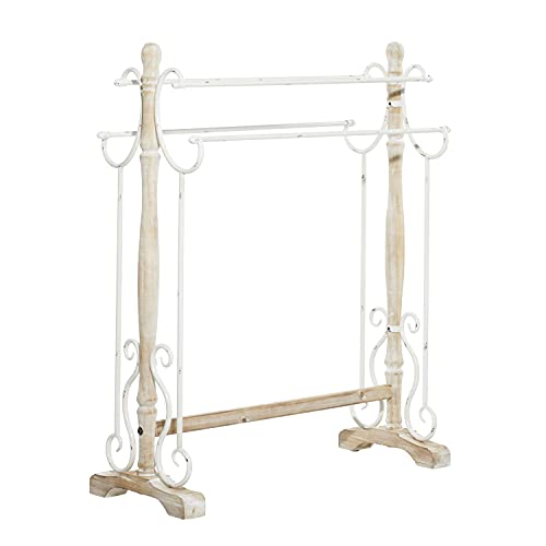 Deco 79 Wood Scroll 4 Shelf Quilt Rack, 34" x 14" x 40", Light Brown