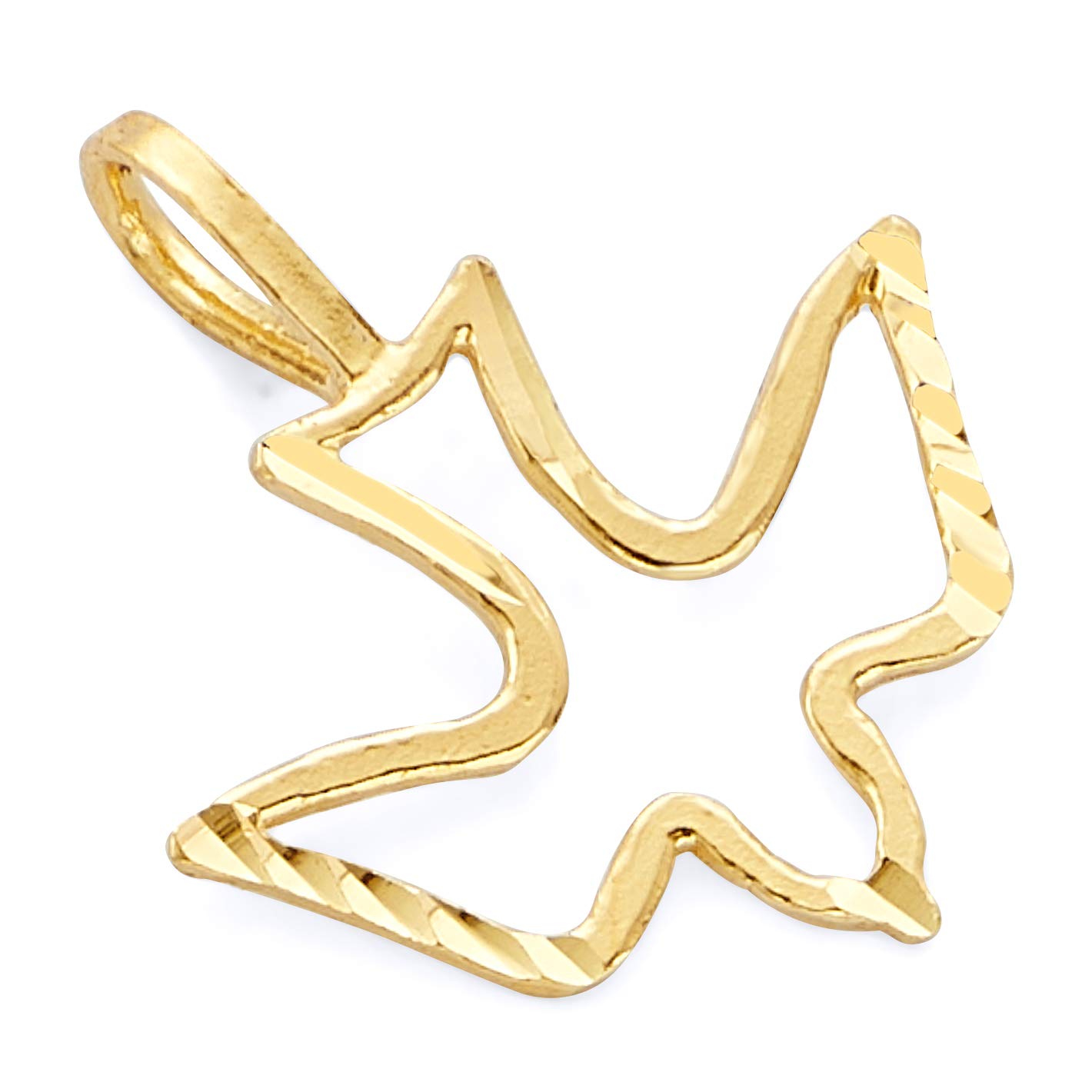 14k Yellow Gold Religious Holy Spirit Dove Pendant