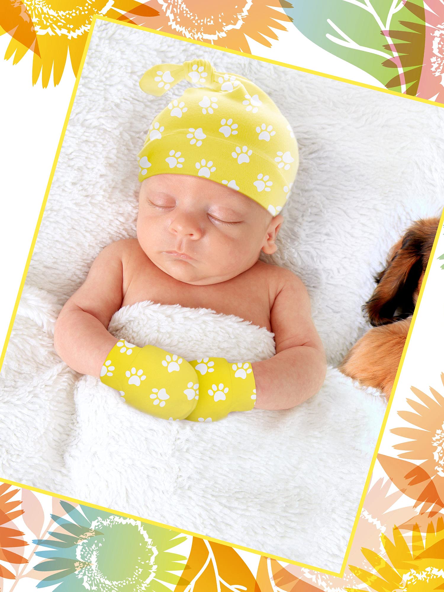 Newborn Baby Hats Mittens Set Blank Sublimation Infant Baby Hats White Newborn Beanie Soft Mittens for 0-12 Months (15)