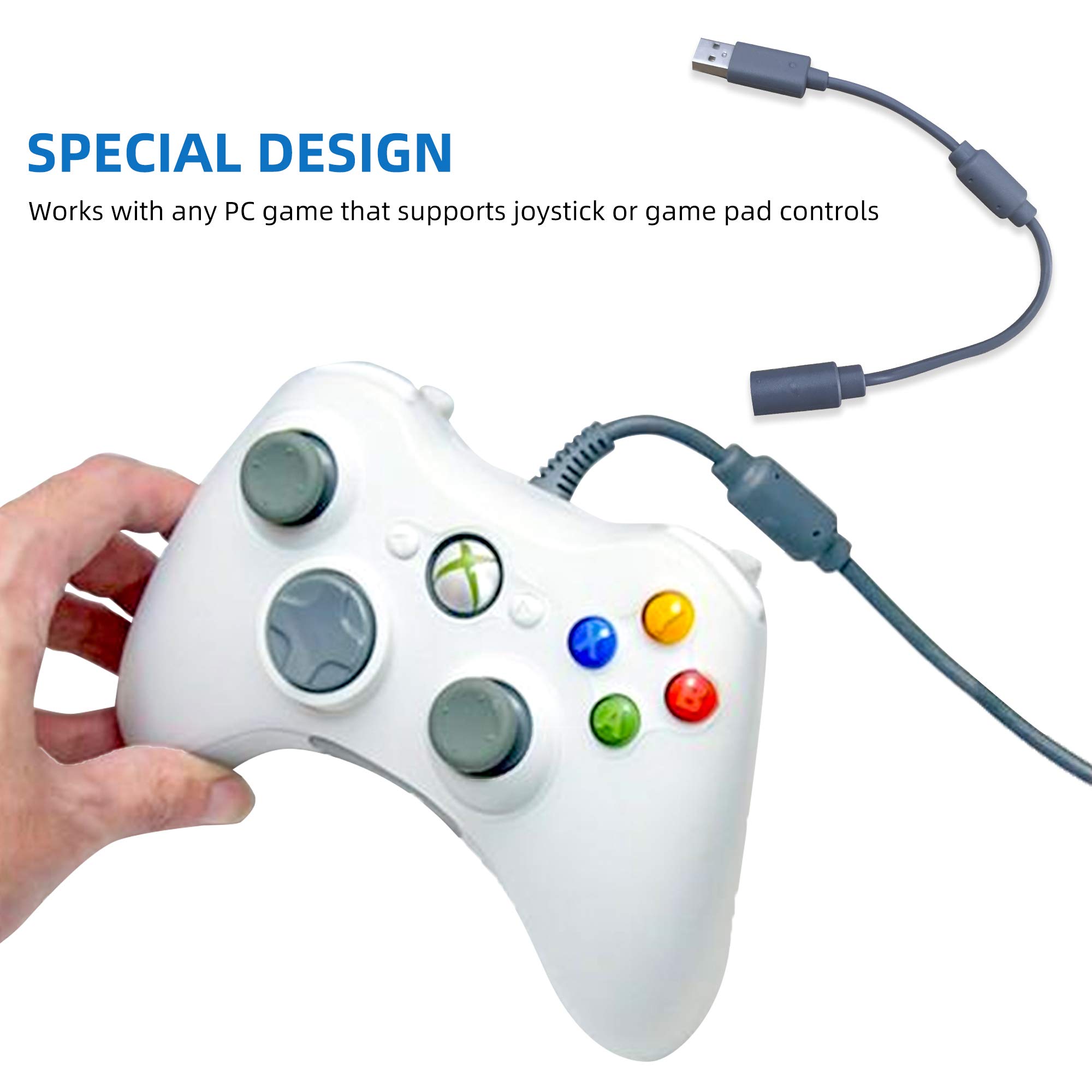 2 Pack Breakaway Adapter Cable for Xbox 360, Replacement Dongle USB Breakaway Cable for Microsoft Xbox 360 Wired Controllers