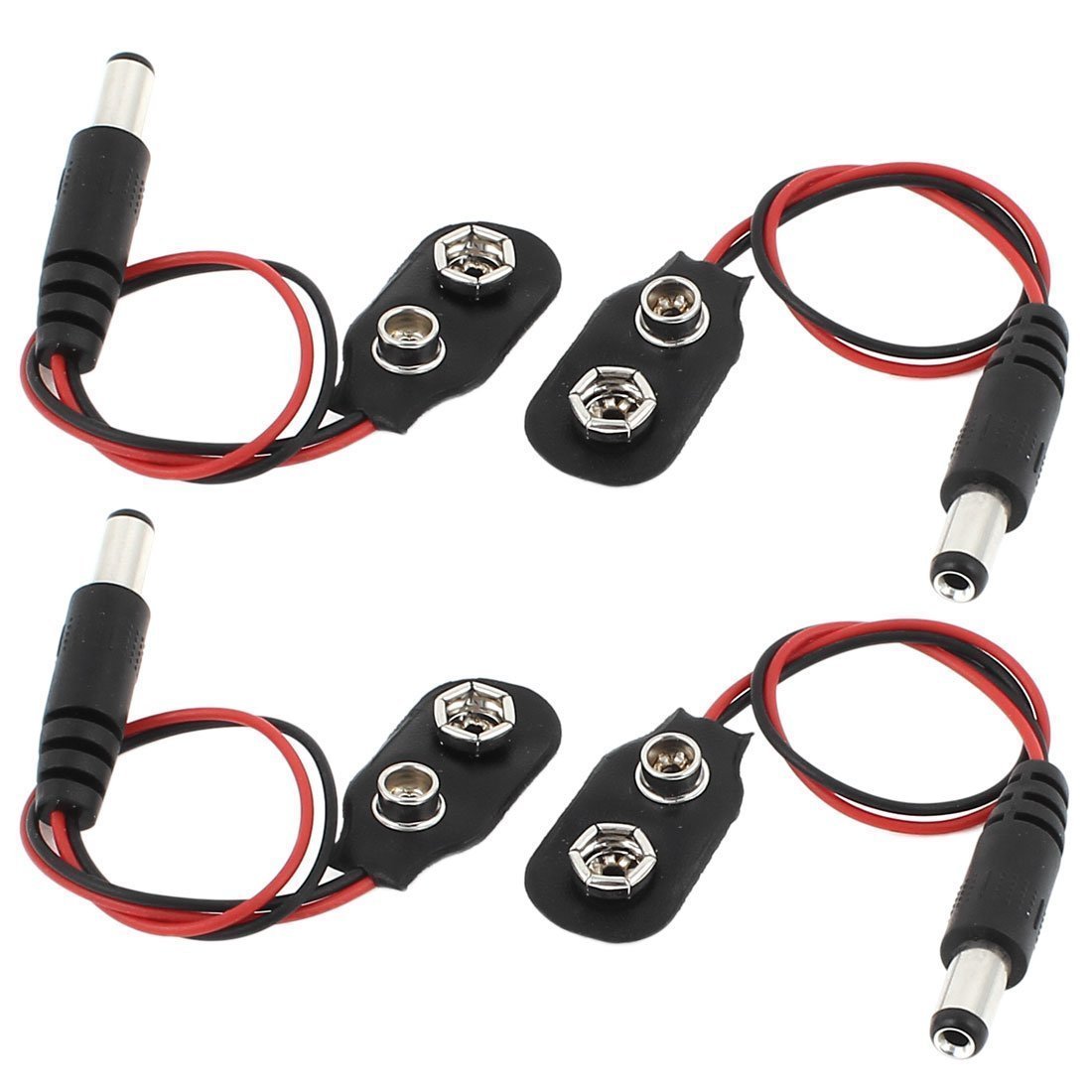 AKOAK 10 Pcs I Type 2.1 x 5.5 mm Male DC Power Plug For 9V Battery Button Connector Battery Holder