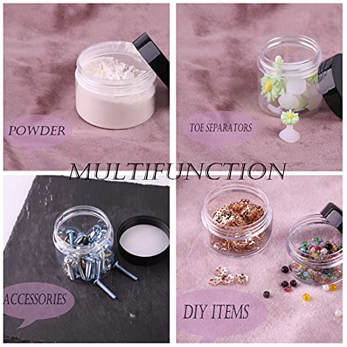 ZEJIA 1oz Plastic Jars with Lids, 6PCS Clear Small Plastic Jars, Empty Plastic Containers with Black Lids, Round Travel Jars for Cosmetics, Lotions, Acrylic Powder, Beauty Product, Slime