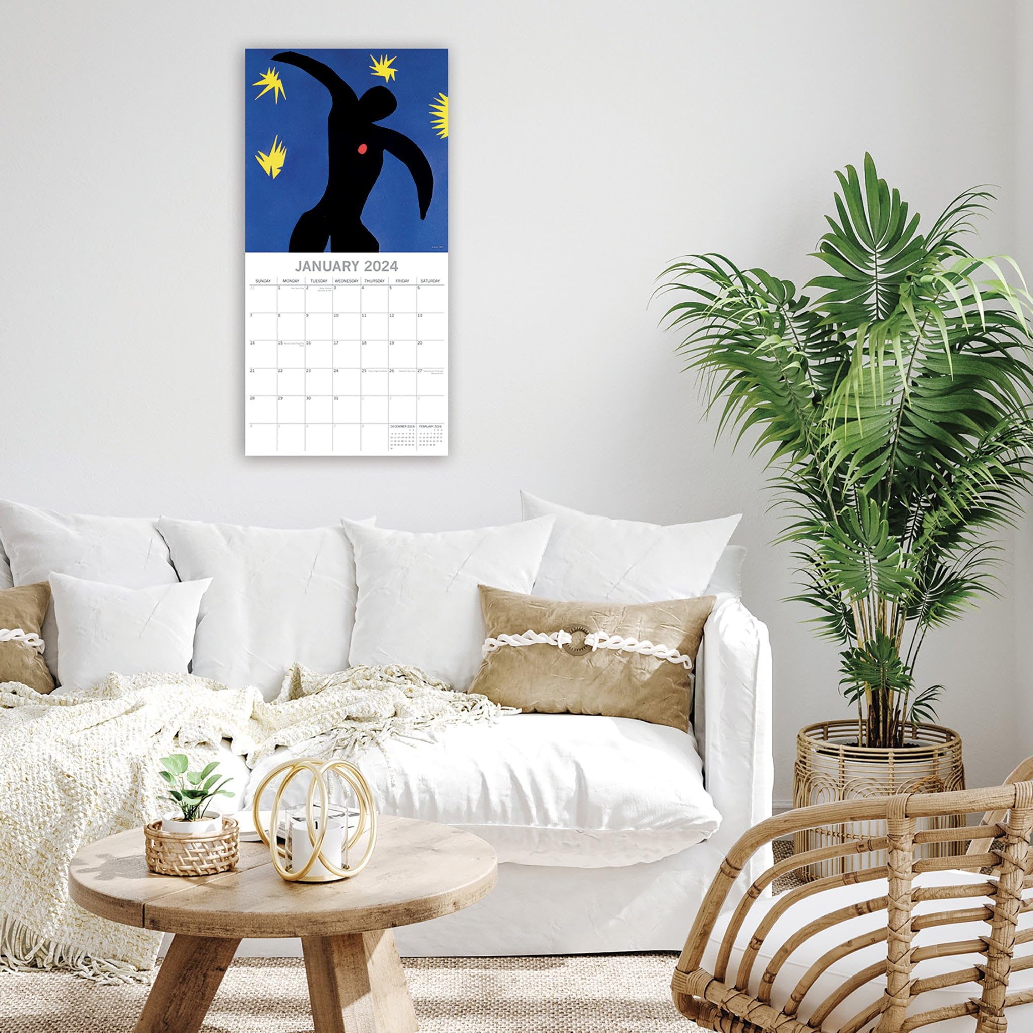 2024 Square Wall Calendar - Matisse 12 x 12 Inch Monthly View, 16-Month, Art Theme, Includes 180 Reminder Stickers
