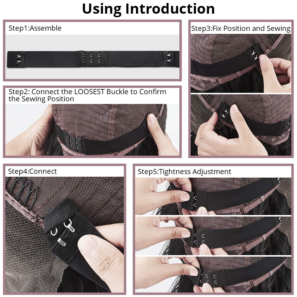Dreamlover Elastic Bands for Wig, Adjustable Wig Strap to Secure Wig, Wig Band with Hooks for Sewing, 4 Sets