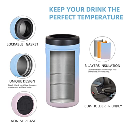 COKTIK 5 in 1 Insulated Can Cooler, Double Wall Slim Can Cooler for 12 oz Regular or Slim Cans & Beer Bottle