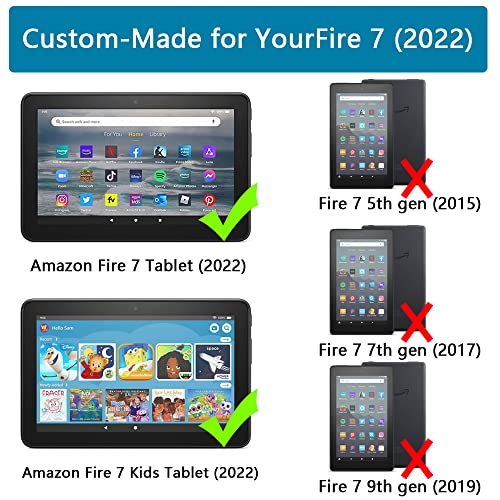 All-New Kindle Fire 7 Tablet Case (12th Gen, 2022 Release) - DJ&RPPQ Lightweight Armor Series Full Body Rugged Hands-Free Viewing Stand with Screen Protector for Amazon Fire 7 Kids Tablet - Black