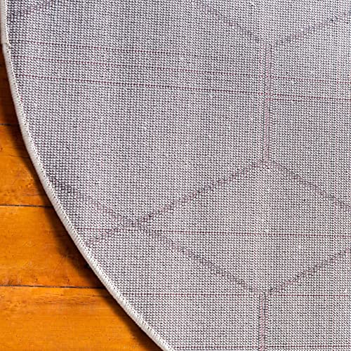 Unique Loom Trellis Frieze Collection Area Rug - Geometric (3' Round, Ivory/ Gray)