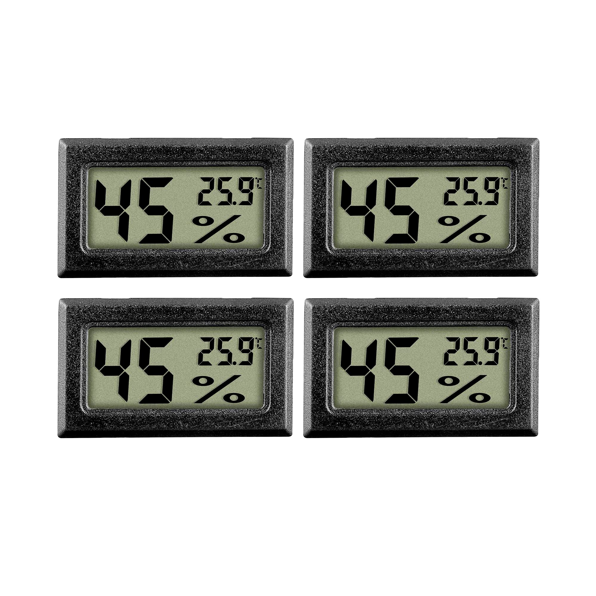 4-Pack Mini Digital Electronic Temperature Humidity Gauge Meters Indoor Thermometer Hygrometer LCD Display Fahrenheit (℉) for Mason Jars, Growing, Curing, Harvesting, Greenhouse, Garden, Humidors