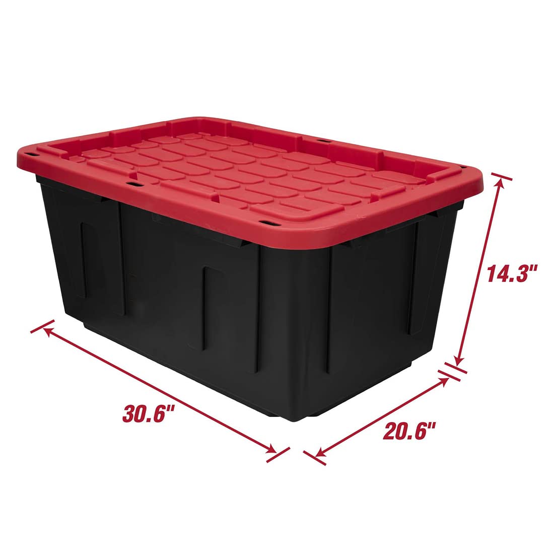 27 Gallon Plastic Stackable Storage Bin Container, Durable Heavy Duty Tough Organizing Container Tote with Snap Lid for Sporting Equipment Garage Attic Utility Tool Storage Moving Box, Black, 4 Pack