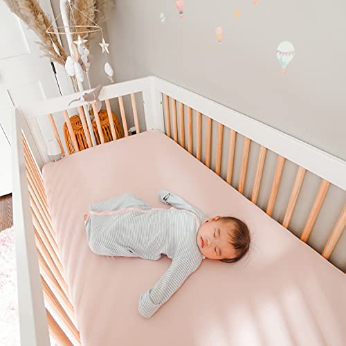 Newton Baby Organic Fitted Crib Sheets (2-Pack) - 100% Breathable and Ultra-Soft, 100% Organic Muslin Cotton, Sunrise Pink + White, Fits All Standard Cribs